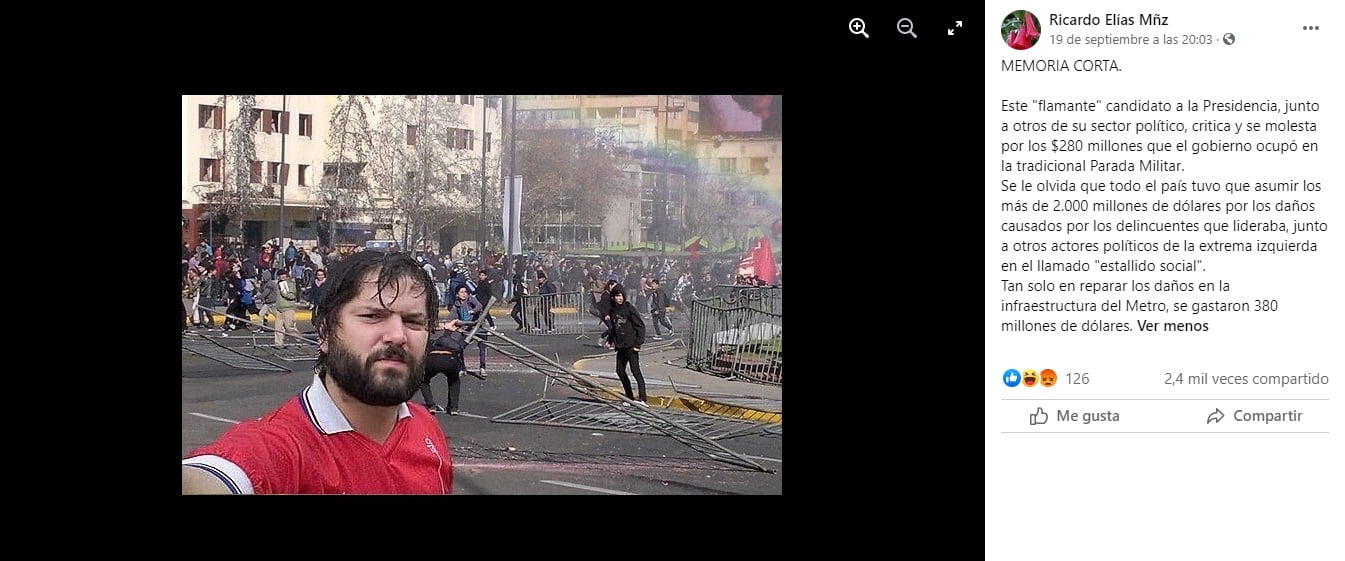 (Imagen) Foto de Gabriel Boric en manifestaciones durante el Estallido ...
