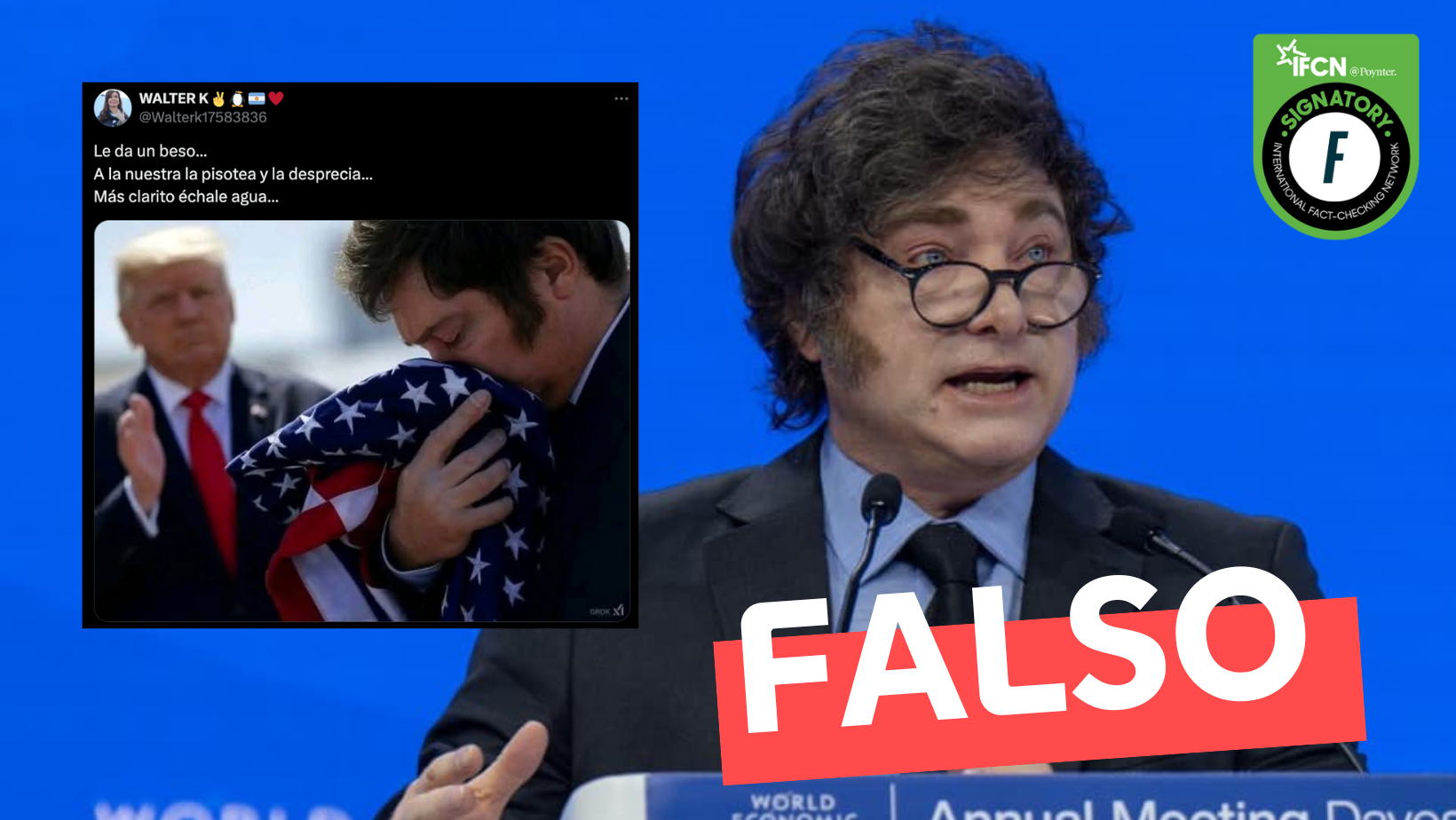 (Imagen) Javier Milei besando la bandera de Estados Unidos: #Falso ...